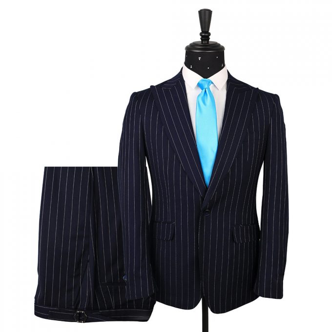 Conrad Classic Chalk Stripe 2 piece Suit – Navy White – David Wej UK