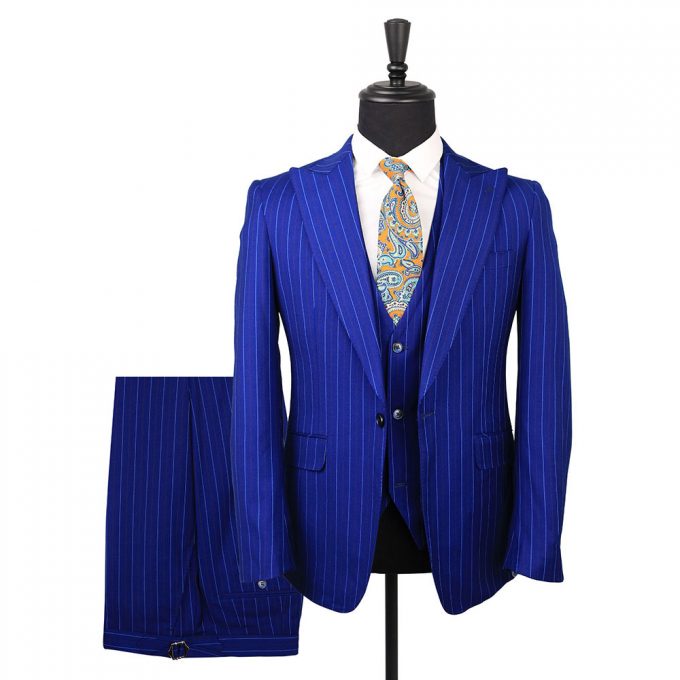 Conrad Classic Stripe 3 piece Suit – Royal Blue – David Wej UK